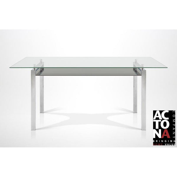 *Clearance* Actona "Calem" Designer Clear Glass & Chrome Dining Table ...